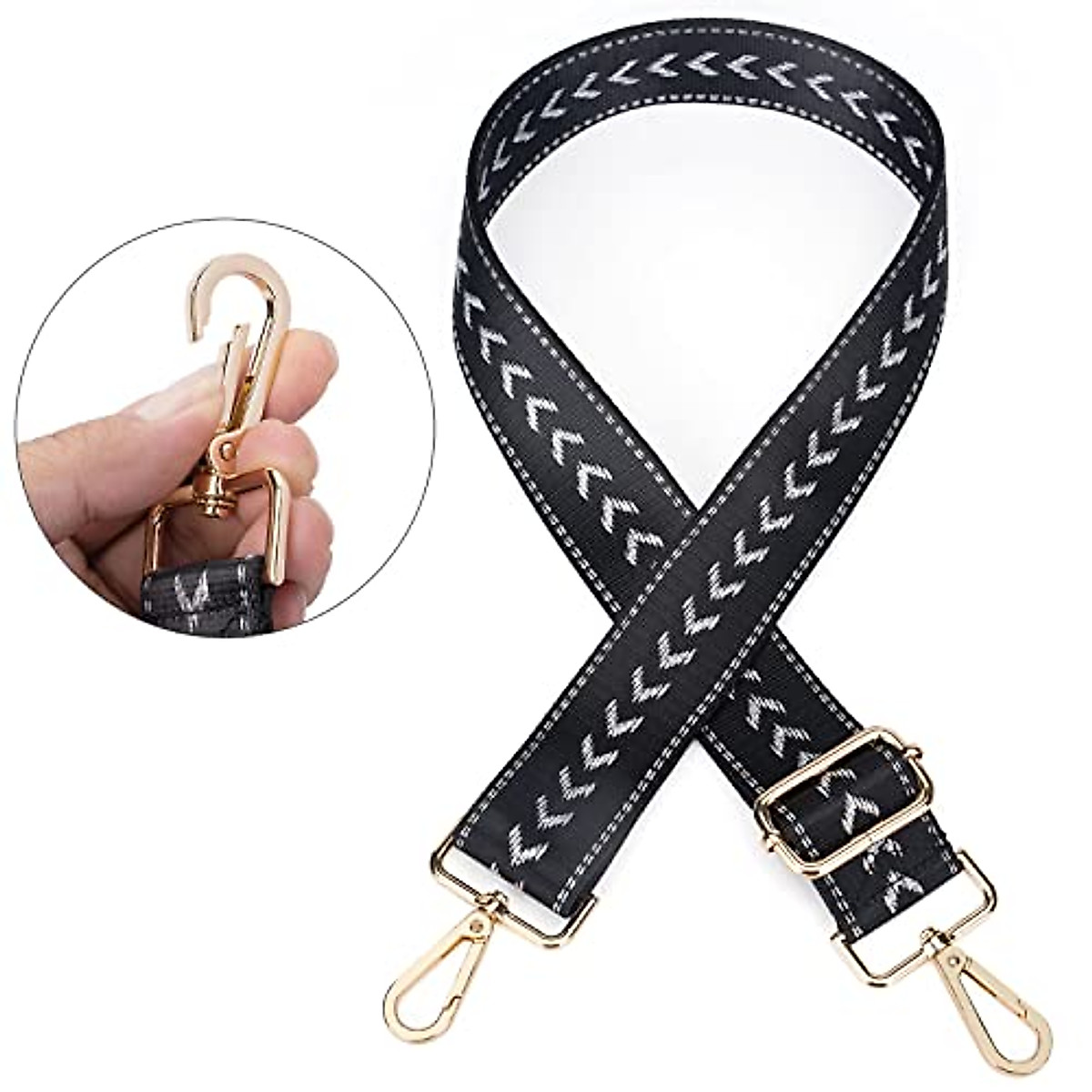 HKCLUF Women Bags Shoulder Strap Wide Purse Strap Adjustable Replacement Straps for Handbags Crossbody Bucket Shoulder Bag Replacement Belt(Black)