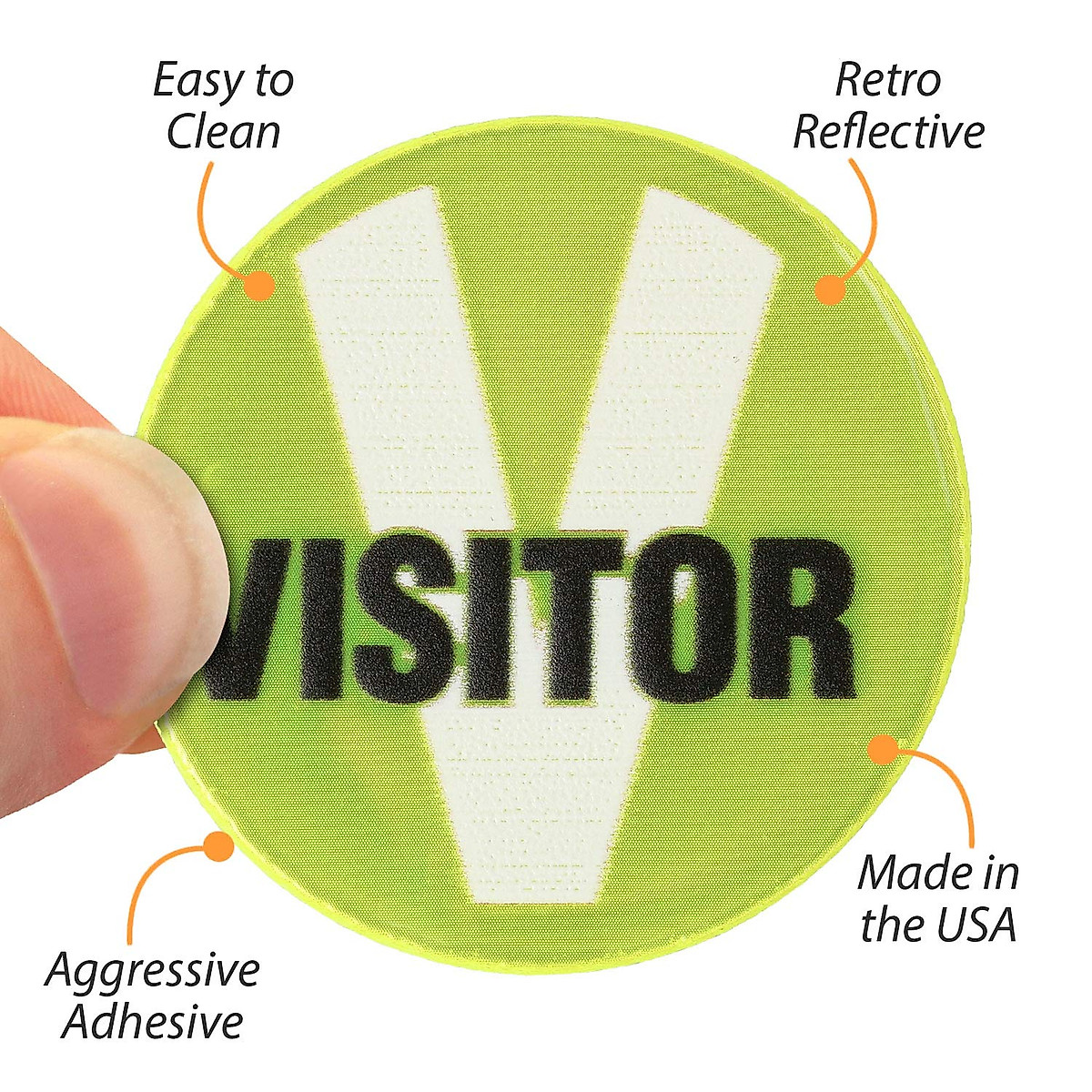 SmartSign "Visitor" Pack of 5 Hard Hat Labels | Retro-Reflective, 2" Circle