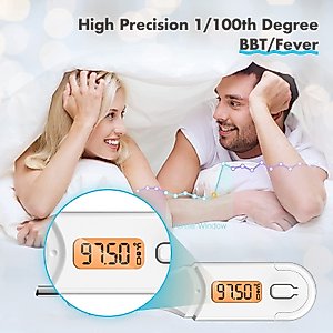 Femometer Basal Body Thermometer, Basal Thermometer for Ovulation, BBT for Fertility Tracking, Soft Backlight and Memory Recall, FM-VC-301(White)