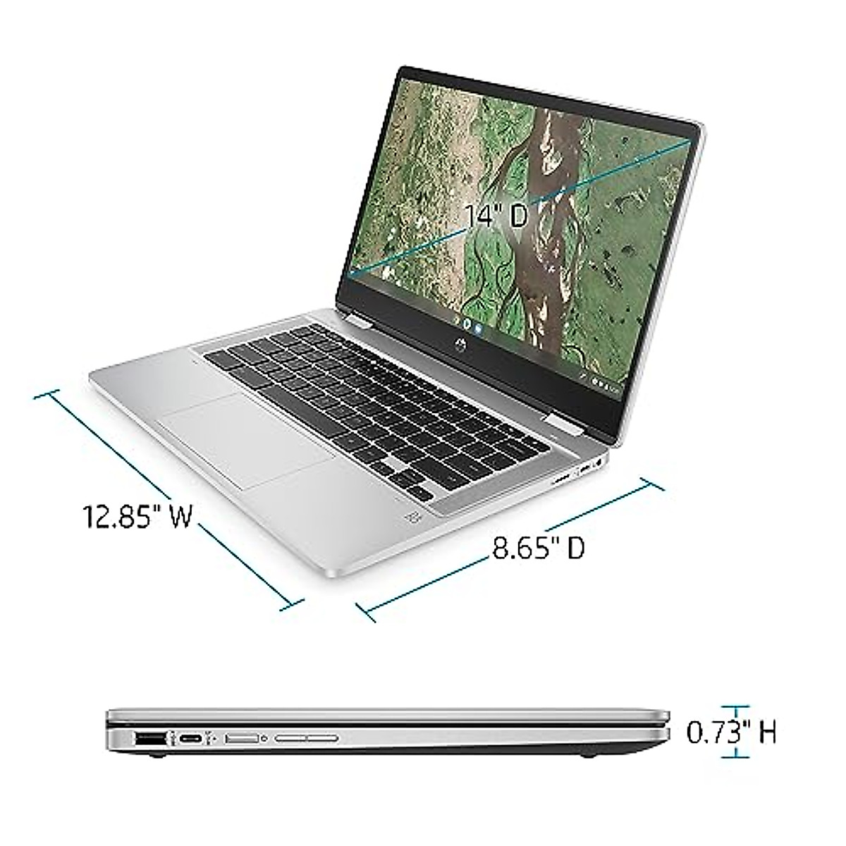HP Chromebook X360 14b 14/inch HD 2-in-1 Touchscreen(Intel Celeron N4500,4GB RAM,128GB Storage(64GB eMMC + 64GB SD Card),Webcam)Home&Education Laptop,13.5-Hr Battery Life,IST SD Card,Chrome OS Silver