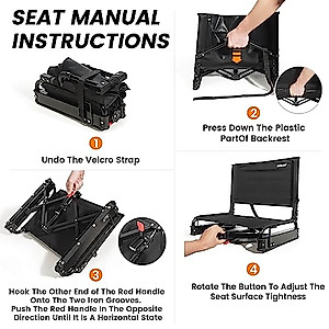 USKAU Stadium Seats for Bleachers with Back Support XL,Folding Bleacher Seat with Backrest and Cushion Wide for Adults,Portable and Adjustable Stadium Chair for Sporting Events