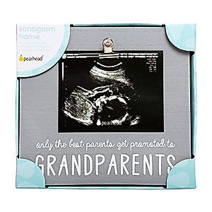 Pearhead Distressed Gray Grandparents Picture Frame, 6.75x7.25in, Ultrasound Photo Keepsake, Baby's First Christmas, Holiday Gift Idea