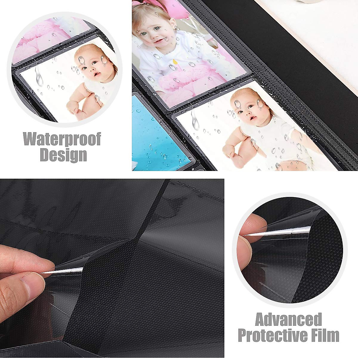 RECUTMS Photo Album 4x6 600 Photos Black Inner Page Button Grain Leather Big Capacity Pockets Pictures Album Birthday Christmas Photo Albums Wedding Anniversary (Black)