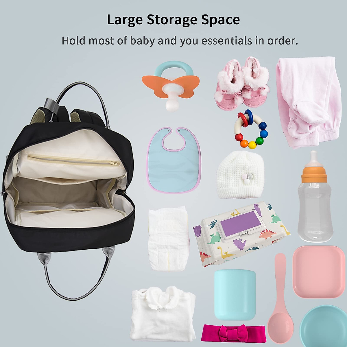 Gender Neutral Baby Stuff-Baby Diaper Bag Backpack. Newborn Registry Essentials Must Haves.Gifts For Baby Shower.Best For Baby Girl&Boy.Portable Baby Travel Accessories.BLACK.Tylola For New Moms&Dads