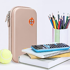 Canboc Carrying Case for Texas Instruments TI-30XS/ TI-36X Pro MultiView Scientific Calculator, Mesh Bag fit Cable, Batteries, Pens and Other Accessories, Rose Gold+Black (Case Only)