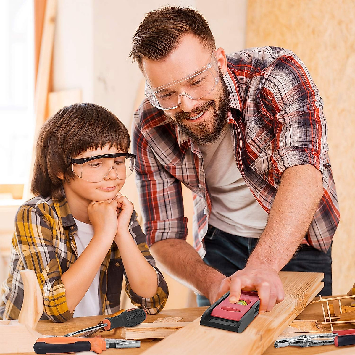 45 Pieces Kids Real Tool Set Construction Tool Set for Kids with Tool Belt,Hand Tools,Safety gogles,Solid Tool Box-Kids Learning Tool Kit for Home DIY and Woodworking, Great Gift Tool kit