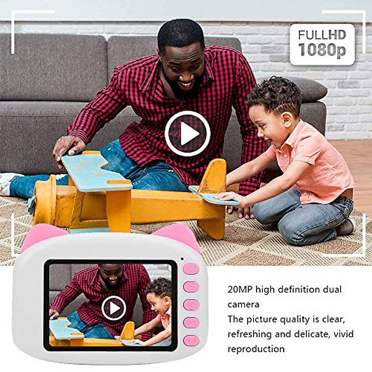 M Ugast Child Cameras,Mini Cartoon Cute 1200W Pixels High Definition Digital Childrens Camera,Video Camera Recorder with 3.5 Inch IPS Screen,Gift for Boys/Girls