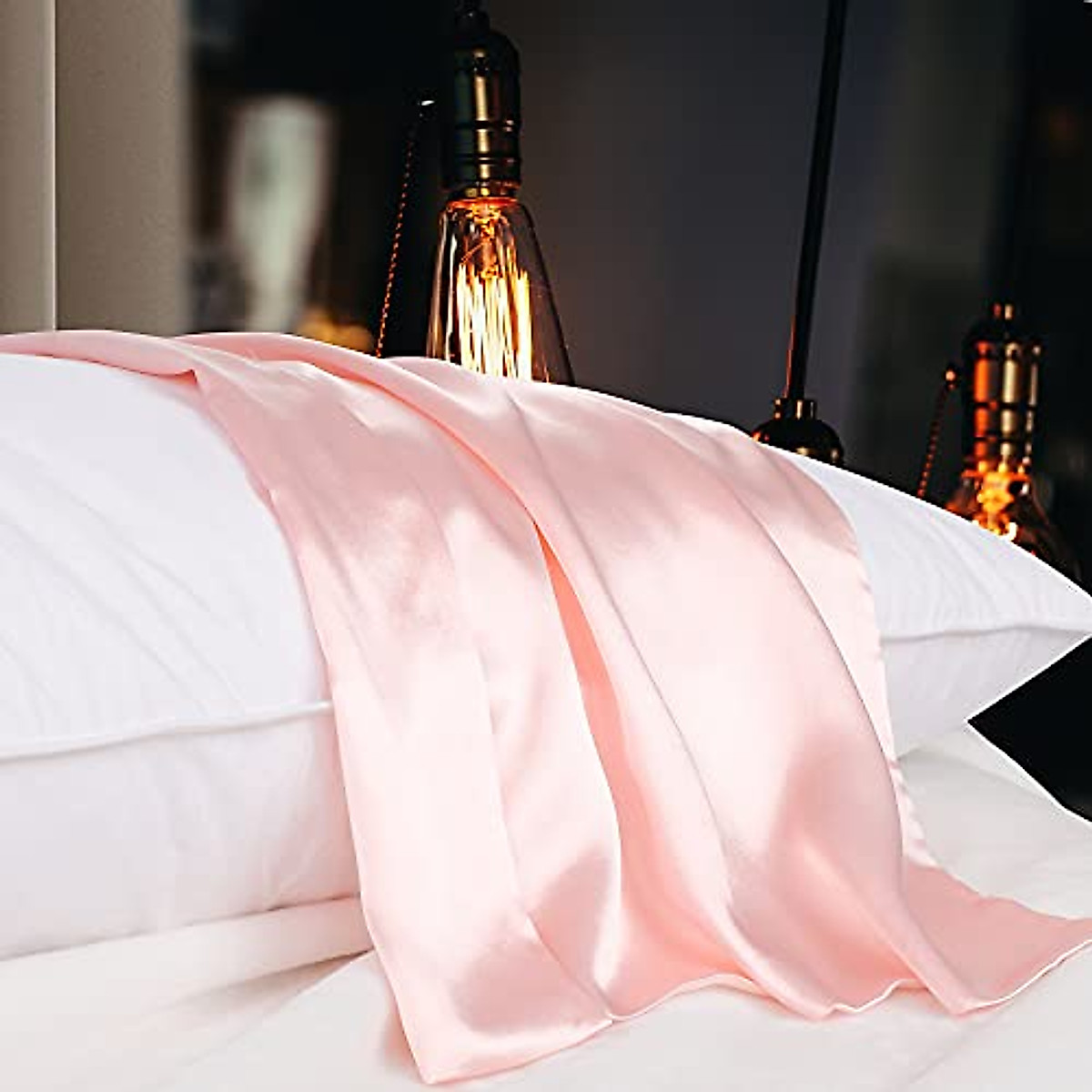 uxcell 100% Charmeuse Pure Silk Pillowcase Pillow Case Cover for Hair & Skin 350TC 19 Momme (1-Piece) Pink Travel(14x20inch)