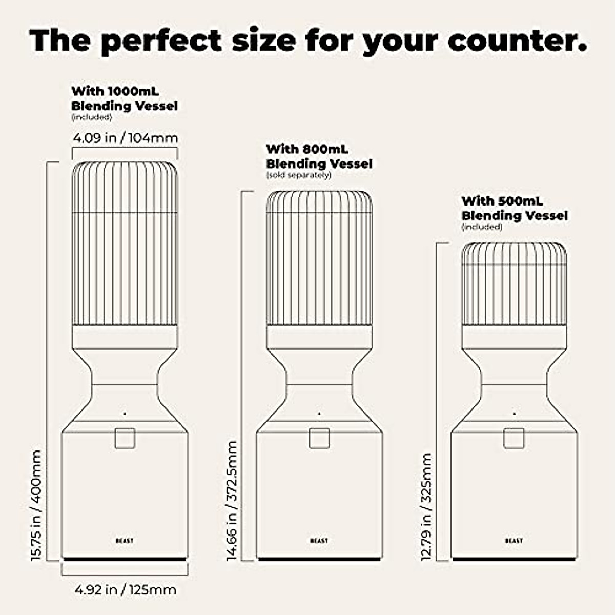 Beast Blender + Hydration System | Blend Smoothies and Shakes, Infuse Water, Kitchen Countertop Design, 1000W (Cloud White)