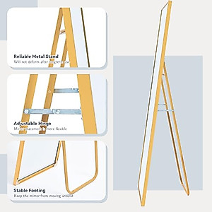 LFT HUIMEI2Y 71" x 32" Full Length Mirror with Stand, Large Floor Length Mirror, Full Body Tempered Mirror with Aluminum Alloy Frame for Living Room, Bedroom, Gym, Hanging or Leaning, Gold