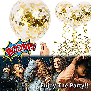 RHGBINLI Black Gold Confetti Latex Balloons, 60 Pack 12 Inch Black Metallic Gold Party Balloons for Graduation Birthday Wedding Party Decorations