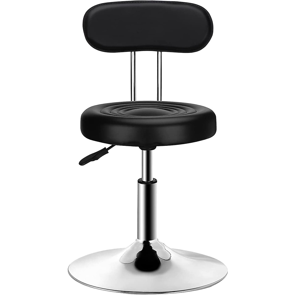 QiCheng&LYS Round Office Stool Chair Adjustable Height Sit Stand Stool 360 Stool ,for Office Home Kitchen Beauty Slip Stool Wheelless Stool (Black with backrest)