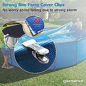 GORNORVA 30 PCS Swimming Pool Above Ground Winter Cover Clips Secure Your Winter Pool Cover Attaches to Top Rail Wind Guard Clips Multifunctional Metal Clips Towel Clips Spring Clamps