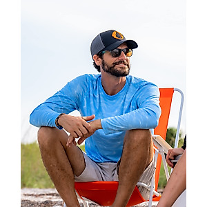 The American Outdoorsman Men's Lightweight UPF 50+ UV Sun Protection Outdoor Long Sleeve Quick Dry Graphic Shirt (Open Sea, XXL)