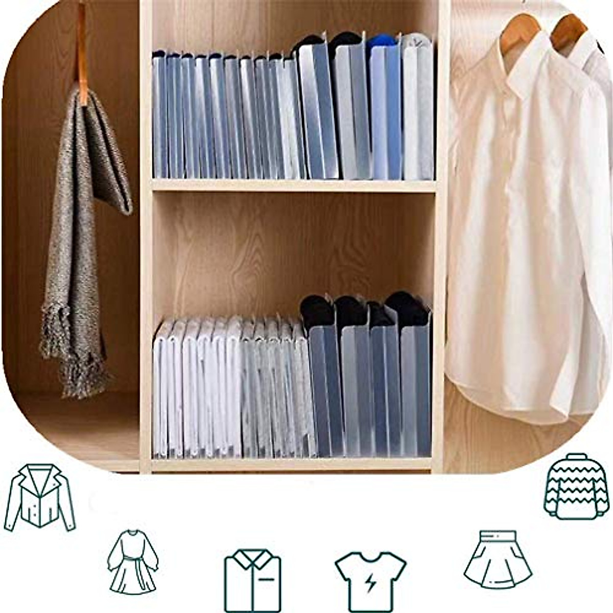Multipurpose Clothes Folding Board, Shirt Sweater Coat Trousers Clothing Organizer Wardrobe Quick Storage Board, 2-Size Durable Plastic Home Flipfold Laundry Folder Board 5-Pack (L)