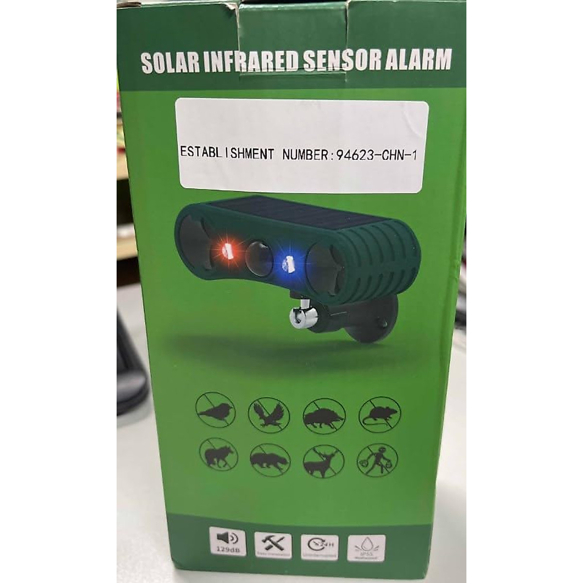 Solar Ultrasonic Animal Repellent Outdoor Nocturnal Animal Deterrent with Motion Sensor Red Blue LED Predator Light Siren for Cat Coyote Squirrel Deer Dog Bird Skunk for Yard Chicken Coop Lawn (4)