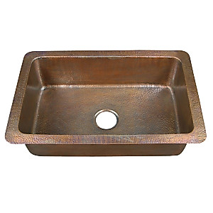 Rhodes 32" Single Bowl Copper Drop-In Kitchen Sink 31-3/4" W x 20" D x 9-1/4" H