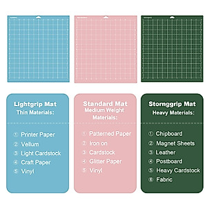 Cutting Mat for Cricut Maker 3/Maker/Explore 3/Air(12"x12",6 Mats,StandardGrip,LightGrip,StrongGrip)Multiple Adhesive Sticky replacement Cutting Mats