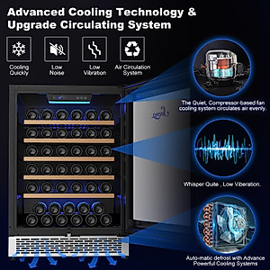 SUENO 24" 53 Bottles &154 Cans Mini Beverage Fridge Wine Cooler Built-In/Freestanding Refrigerator 34F-64F Digital Control w/Lock Large Capacity