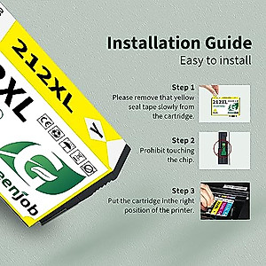 Greenjob 212XL Remanufactured Ink Cartridges Replacement for Epson 212 Ink Cartridges 212 XL T212XL T212 to use with Expression XP-4100 XP-4105 Workforce WF-2830 WF-2850 Printer (4 Pack)