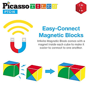 PicassoTiles 1" Infinite Magnetic Puzzle Game Magic Pixy Cube Puzzles Brain Teaser Set w/Free Ideabook Kids Toy Magnet Pattern Block Matching Card Challenge Toys Inspiration STEM Learning PTC16