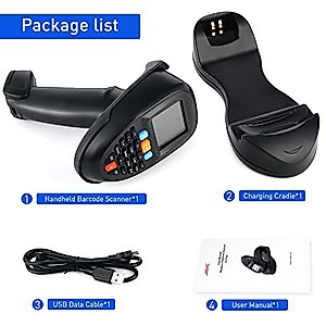 Wireless Barcode Scanner JRHC Portable Barcode Reader 1D PDF Inventory Scanner Data Collector Handheld Barcode Scanner with 2.2 inch LCD Screen & Charging Base…