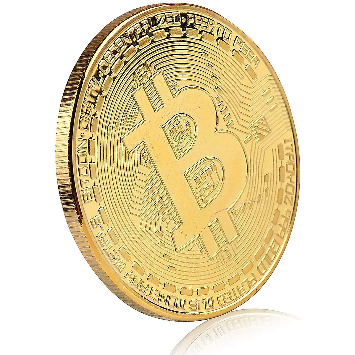 10 Pcs Bitcoin Coin Souvenir with Coin Case, Physical Bitcoin Collection, Gold Plated Bitcoin for Commemoration, Crypto Currency Coin BTC for Gift, Gold Bitcoin Tokens