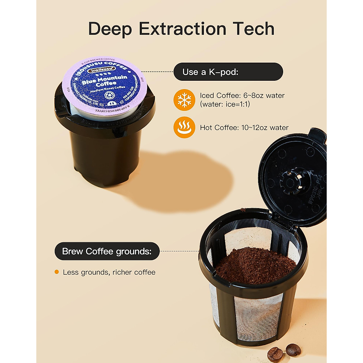 Tastyle Mini Single Cup Coffee Maker, Hot and Iced Coffee Maker for K Cup and Ground, 6 to14 Oz Brew Sizes, with Recipe Book, One Cup Small Pod Coffee Machine for Travel, RV, Dorm and Desk,Green