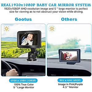 Gootus Baby Car Camera Mirror - Real 1080P Car Baby Camera with 5" AHD Monitor Night Vision, Car Mirror Baby Rear Facing Seat, Wide View Car Back Seat Camera for Newborns Infants Kids Toddlers
