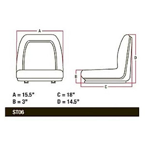 A & I Products Seat, Lawn & Garden, w/ Slide Track, BLK. Replacement for John Deere Part Number LGS100BL