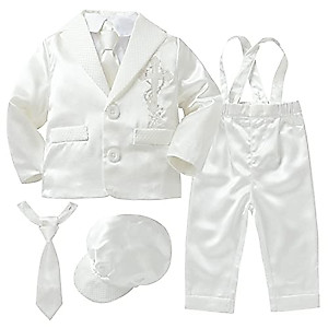 Booulfi Baptism Outfits for Boys Baby Boy Christening Outfit White Fall Clothing Wedding Suit Blessing Gifts 6-9 Months