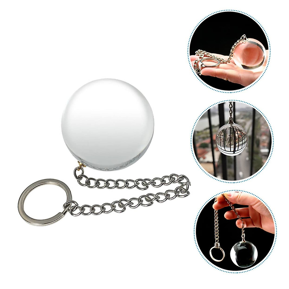 BESPORTBLE Hypnotic Crystal Ball Clear Spiritual Ball Multi-use Crystal Ball Hanging Adorn Spiritual Gemstone Swinging Pendulum Chain Decor Stainless Steel Health Supplies Hypnosis