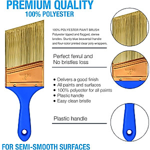 Great Andrew 10 Pack Professional Paint Brushes (4" 3" 2" 2.5" 1.5" 1" Flat & Angle) Painters Paint Brush Set, Paint Brushes for Walls, Painting Brushes Bulk, House Painting Tool Set Kit