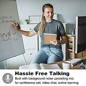 Joymiso 16Ft Extra Long Cord Earbuds Headphones for TV PC Laptop with Mic, Volume Control, Spring Coil Wire & Extension Cable, 3.5mm Wired Over Ear in-Ear Computer Earphones for Kids Women Small Ears