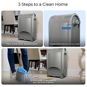 EyeVac Pro Touchless Vacuum Automatic Dustpan - Ultra Fast & Powerful - Great for Sweeping Salon Pet Hair Food Dirt Kitchen, Corded Canister Vacuum, Bagless, Automatic Sensors, 1400 Watt (Silver)
