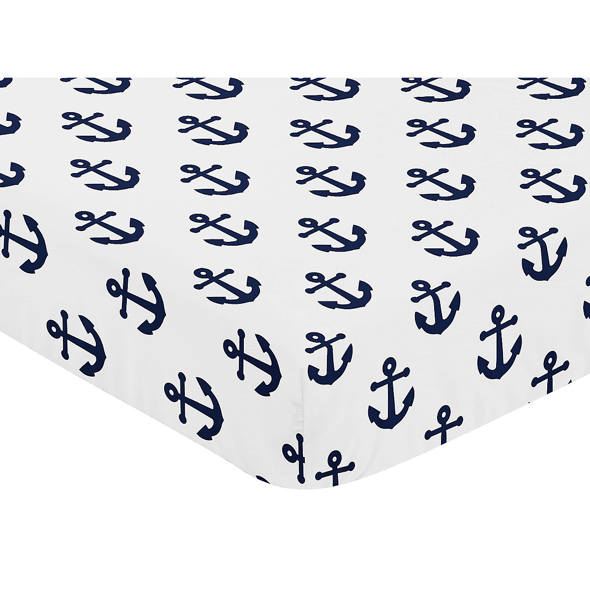 Sweet Jojo Designs Navy Blue White Anchors Boy Girl Fitted Crib Sheet Baby or Toddler Bed Nursery - Nautical Theme Ocean Sailboat Sea Marine Sailor Anchor Unisex Gender Neutral