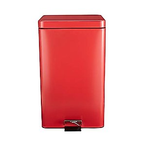 McKesson Trash Can with Plastic Liner, Steel, 8 Gallon / 32 Quart, Red, 1 Count