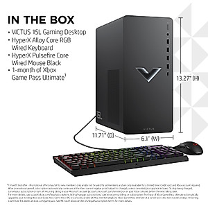 HP Victus 15L Gaming Desktop HyperX Bundle, 13th Generation Intel Core i7-13700F, 16 GB RAM, 1 TB SSD, NVIDIA GeForce RTX 4060 Ti Graphics, Windows 11 Home, TG02-1060h (2023)