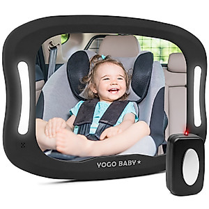 Baby Car Mirror with Remote Control Soft Led Light Shatter-Proof Acrylic Baby Mirror for Car, Rearview Baby Mirror-Easily Observe Baby's Every Move, Safety and 360 Degree Adjustability…
