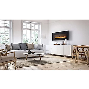 Napoleon Amano 60 - NEFL60B-1 - Wall Hanging Electric Fireplace, 60-in, Black, Glass Front, Crystal Cube Ember Bed, Rocks & Pebbles, Adjustable Flame Colors, Remote Included