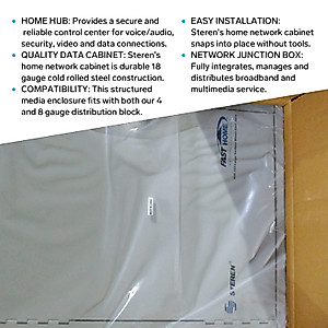 Structured Media Enclosure Accessories - Structured Wiring Cabinet - Structured Wiring Enclosure - Structured Media Cabinet - Structured Media Center - Fasthome Surface Mount Enclosure - STEREN 19"