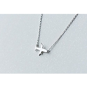 Helen de Lete Original Frosted Women's Airplane 925 Sterling Silver Collar Necklace