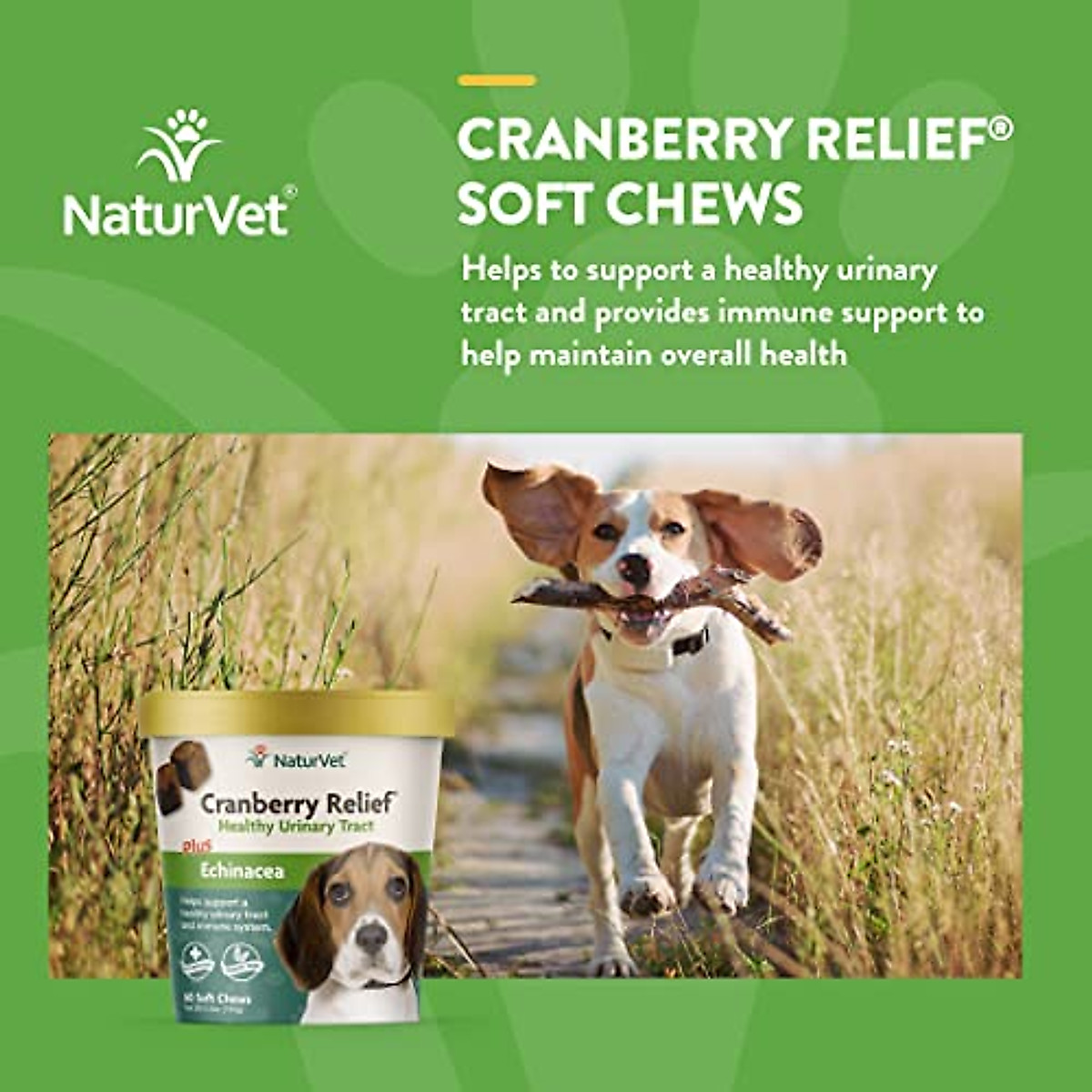 NaturVet – Cranberry Relief Plus Echinacea – Helps Support a Healthy Urinary Tract & Immune System – 60 Soft Chews