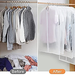 YYDSLEE Garment Bags for Hanging Clothes, Set of 12 Suit Bags Dust-Proof Clothes Cover Bags PEVA Moth-Proof Breathable Clothes Protectors with Full Zipper for Closet Storage, 24” x 40”/47”/55”