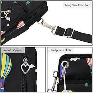 Small Crossbody Wallet Phone Bag, Nylon Cell Phone Purse, Travel Crossbody Bag Cell Phone Shoulder Bag Arm Bag Mini Wallet Purse, with Headphone Port (Balloon)