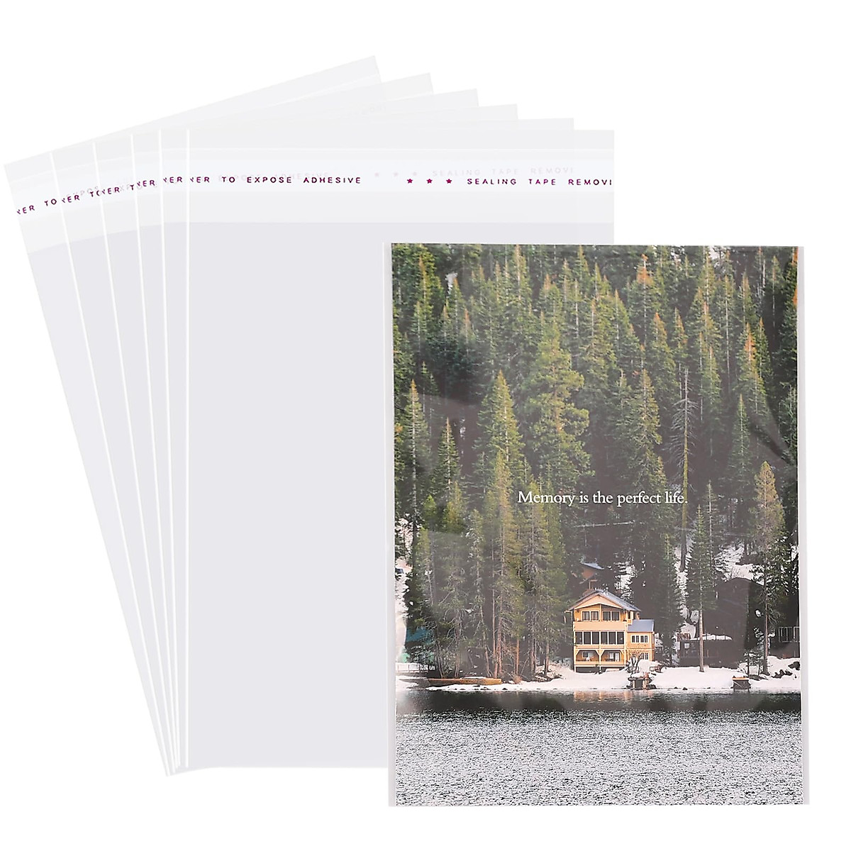 Miraclekoo 100Pcs 8-3/4 x 11-1/16 Inch Clear Self Sealing Cellophane Cello Bags Thick Plastic Sleeves - Fit 8.5x11 Inch Paper Photo Mats Envelopes Art Prints