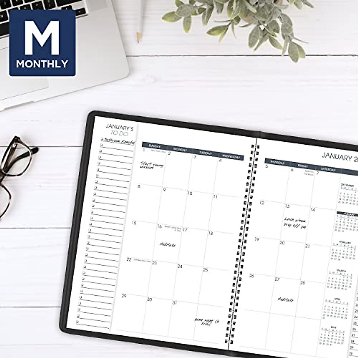 AT-A-GLANCE 2023 Weekly & Monthly Appointment Book, Quarter-Hourly, 8-1/4" x 11", Large, Triple View, Black (70950V05)