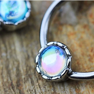 Amelia Fashion 14 Gauge Rainbow Rhinestone Captive Bead Ring 316L Surgical Steel (Choose Color) (14 Gauge Length 9/16" (14mm) Pink)