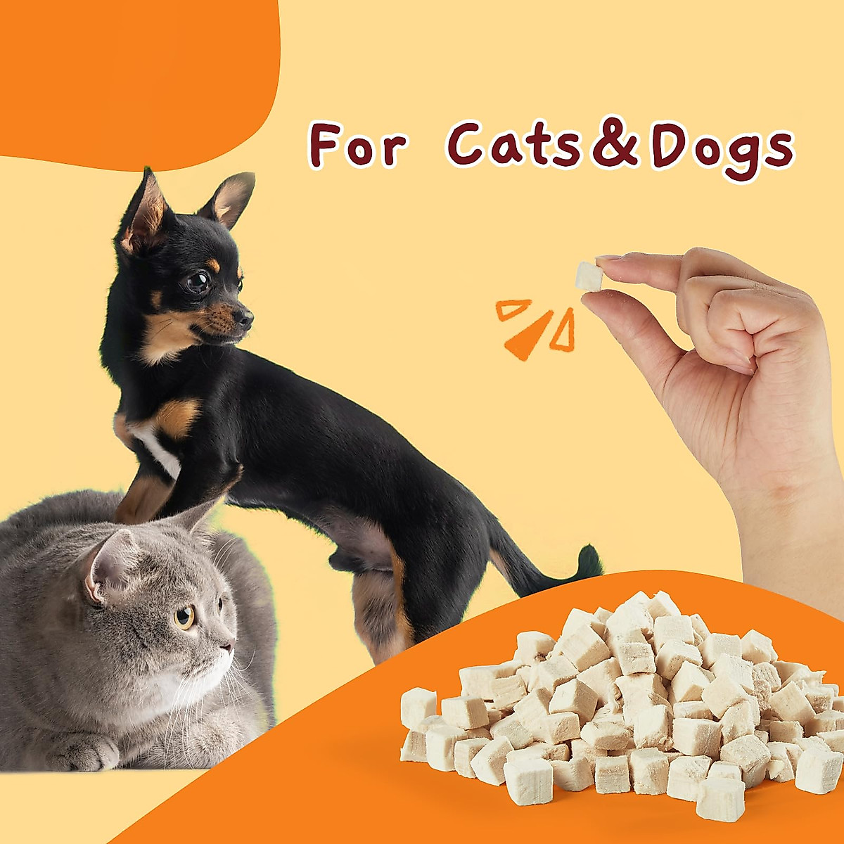 Jungle Calling Freeze Dried Chicken Cat & Dog Treats, Raw Single Ingredient Chicken Bites, High Protein Grain Free Pet Training Treats & Food Topper (Chicken Cubes, 3.2 oz)