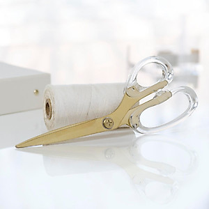 russell+hazel Acrylic Scissors, Left or Right Hand, Clear and Gold-Toned, 9”